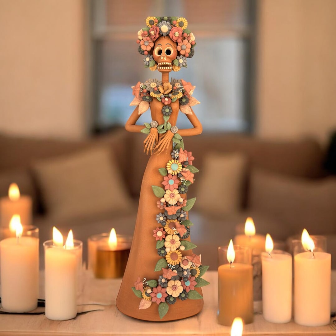 18” Catrina, Frida Kahlo Doll, Day of the Dead, Human Skeleton, Mexican ...