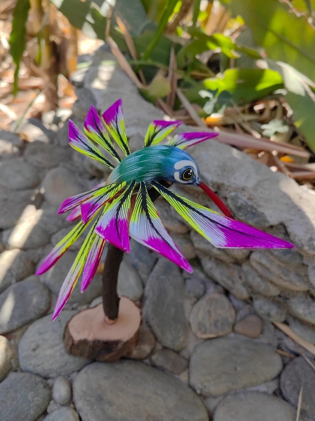 Hummingbird Statue With Stand Mexican Folk Art Alebrije Sculpture ...