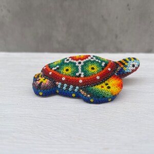 Turtle Statue Huichol Sculpture of Mexican Folk Art, Turtle Wixarika as ...