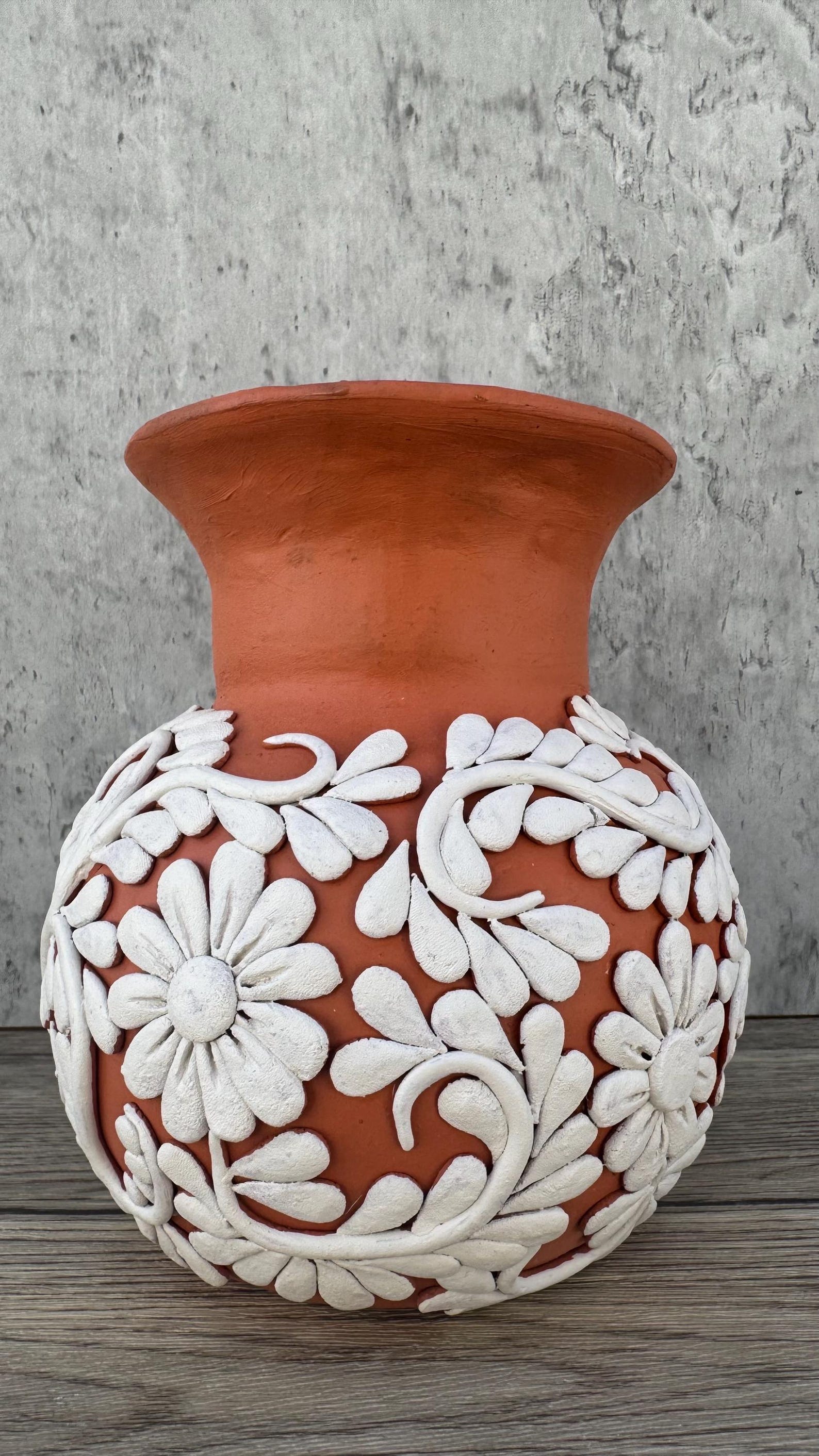 Embroidered Clay Vase From Oaxaca México Home Decor Handcrafted Jarron ...
