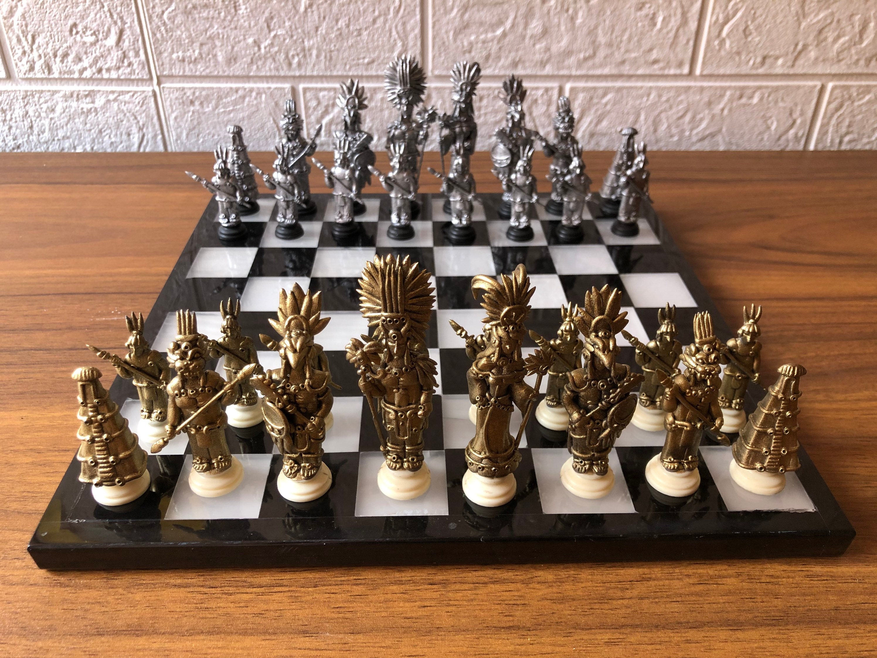 Aztec Chess Set Mexican Chess Chess Set 10 X 10 Marble | Etsy