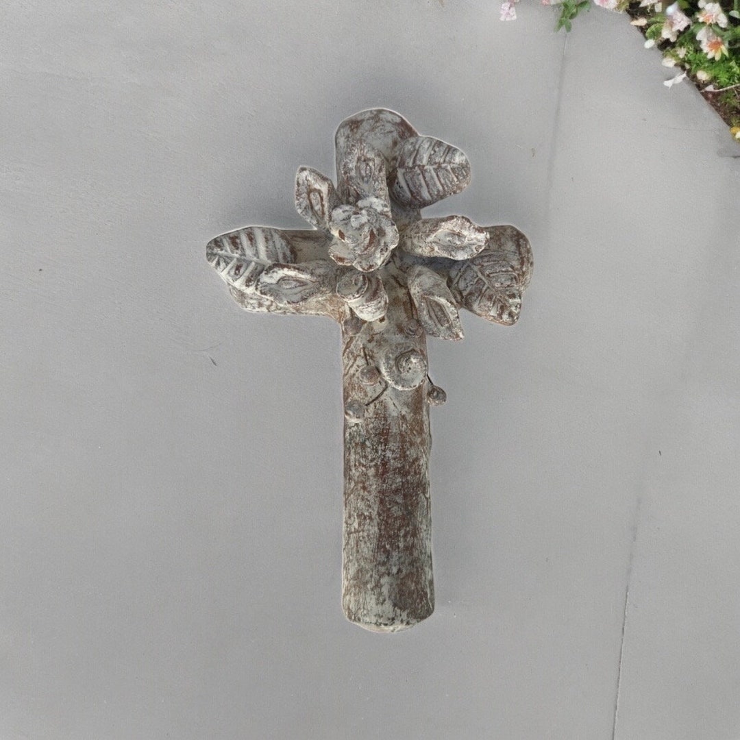 Cross Rustic White-washed Clay Sculpture Technique Time-honored ...