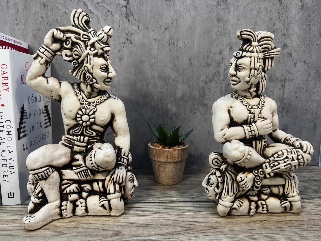 Two Mexican Folk Art, Aztec Figure, Mexican Home Decor, Prehispanic ...
