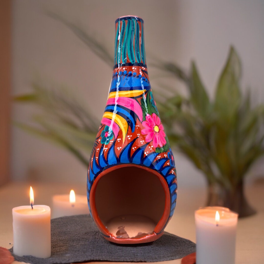Mini Chimney Incense Burner Made of Clay Hand Painted Guerrero, Culture ...