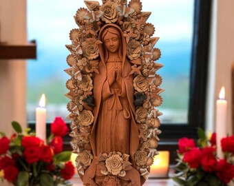 Virgin Mary Handmade Clay Piece, Virgen De Guadalupe Mexican Decoration ...