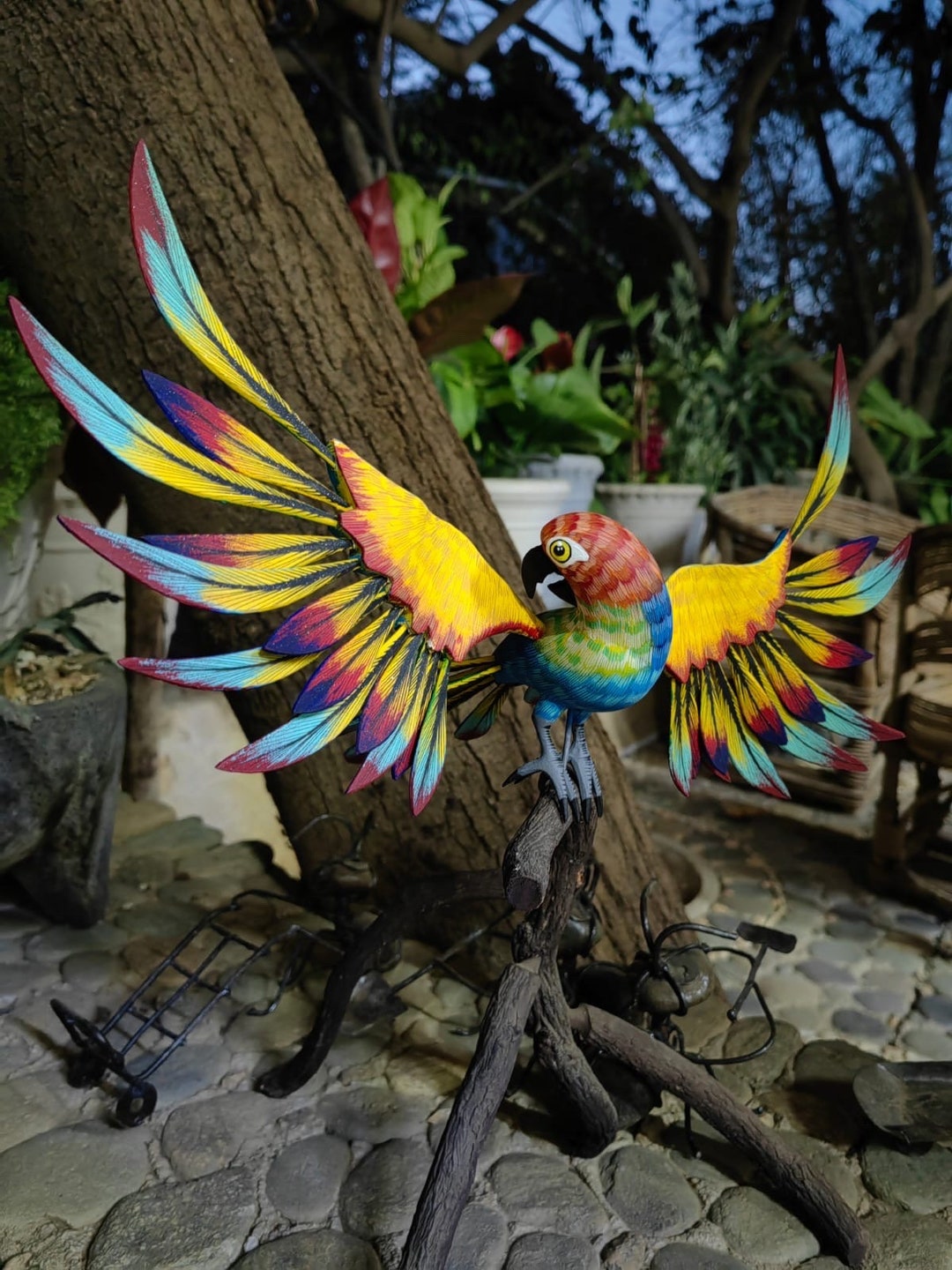 Parakeet Bird Statue Mexican Art Alebrije Sculpture, Wooden Parrot ...
