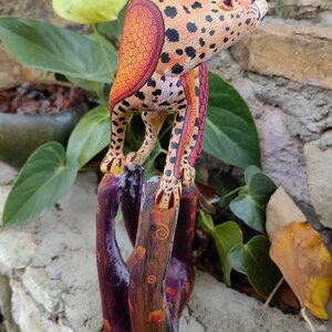 Leopard Statue Mexican Folk Art Alebrije Sculpture, Wooden Leopard ...