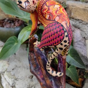Leopard Statue Mexican Folk Art Alebrije Sculpture, Wooden Leopard ...