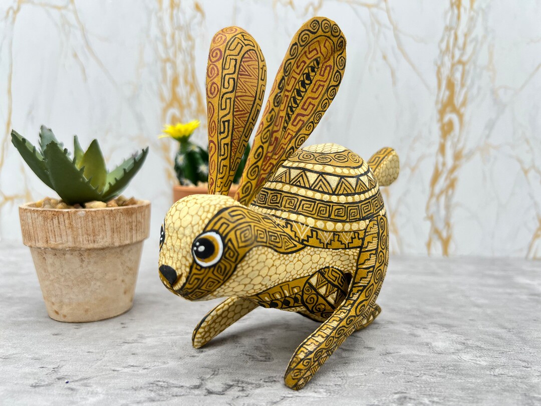 Rabbit Statue Mexican Folk Art Alebrije Sculpture Wooden - Etsy