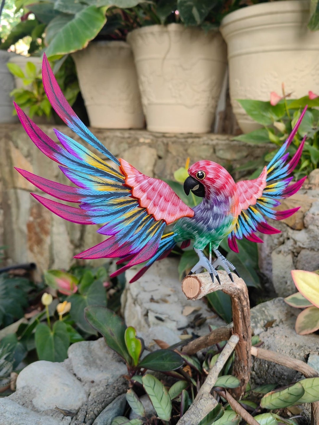 Parakeet Bird Statue Mexican Art Alebrije Sculpture, Wooden Parrot ...