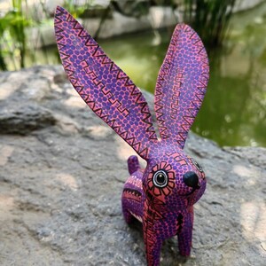 Rabbit Statue Mexican Folk Art Alebrije Sculpture, Wooden Bunny ...