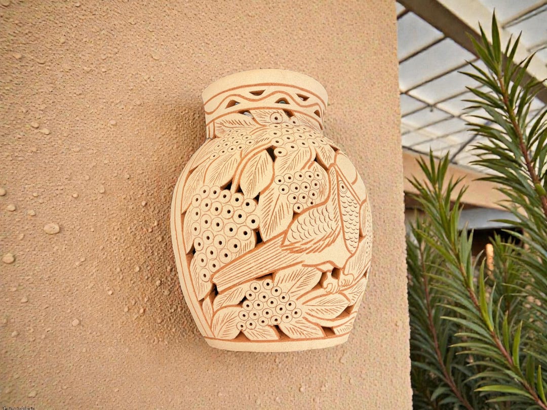 Handmade Clay Wall Sconce, Oaxaca Pottery Light, Santa María Atzompa ...