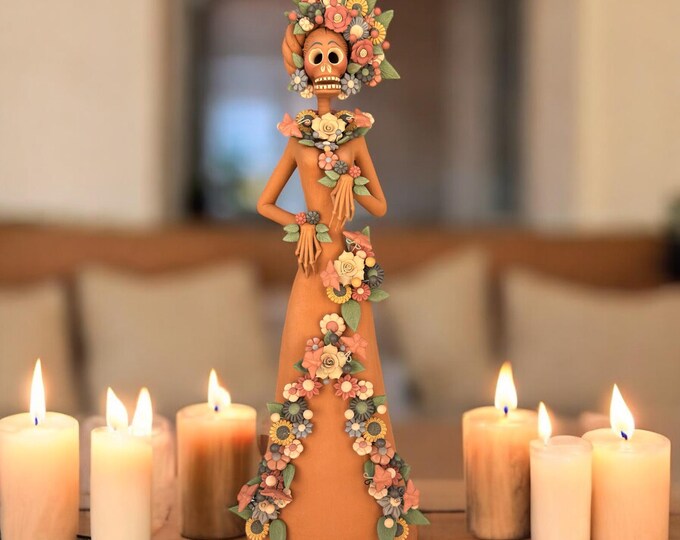 18” Catrina, Frida Kahlo Doll, Day of the Dead, Human Skeleton, Mexican ...