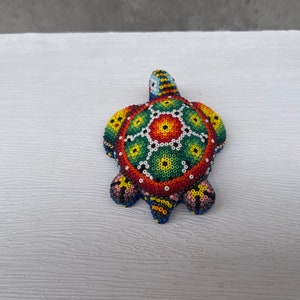 Turtle Statue Huichol Sculpture of Mexican Folk Art, Turtle Wixarika as ...