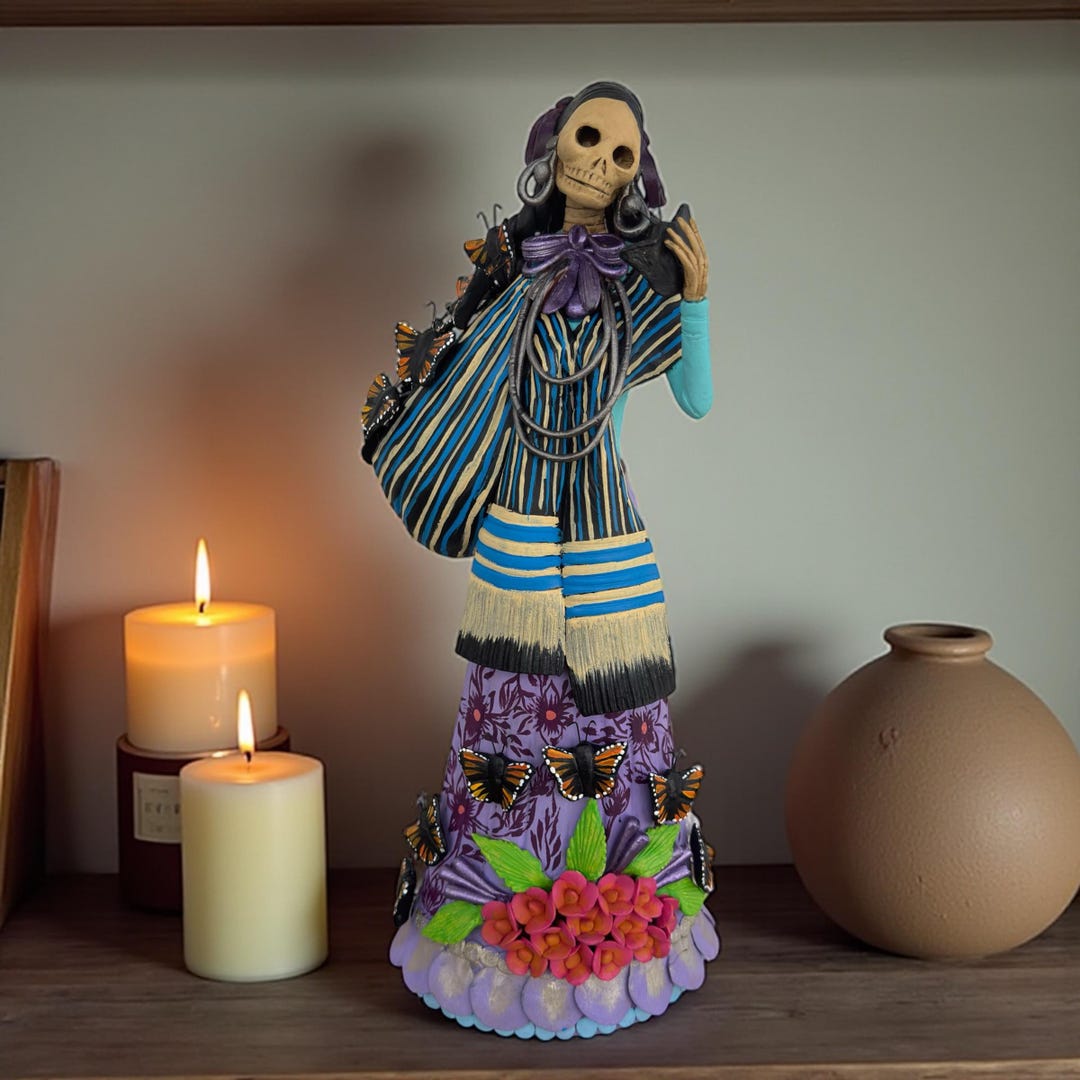 18” Catrina Michoacán Original Clay Handcrafted Frida Kahlo Doll Day of ...