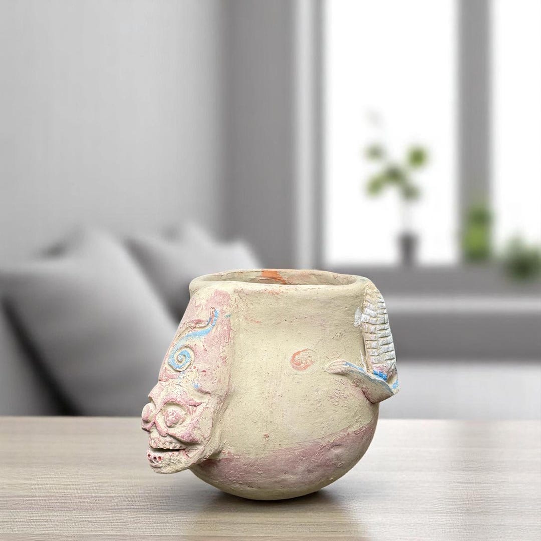 Mictlan Incense Burner, Dry Herbs Mexican Clay Sculpture of ...