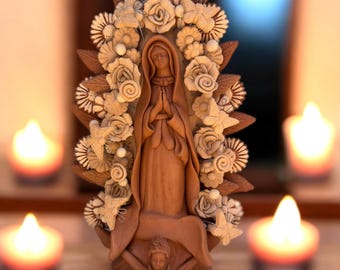 Virgin Mary Handmade Clay Piece, Virgen De Guadalupe Mexican Decoration ...