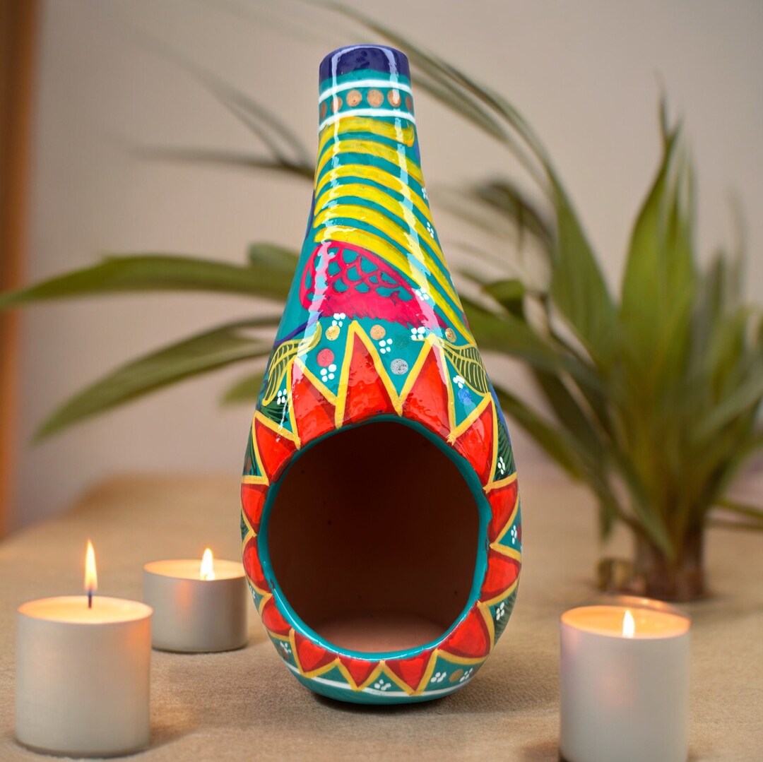 Mini Chimney Incense Burner Made of Clay Hand Painted Guerrero, Culture ...