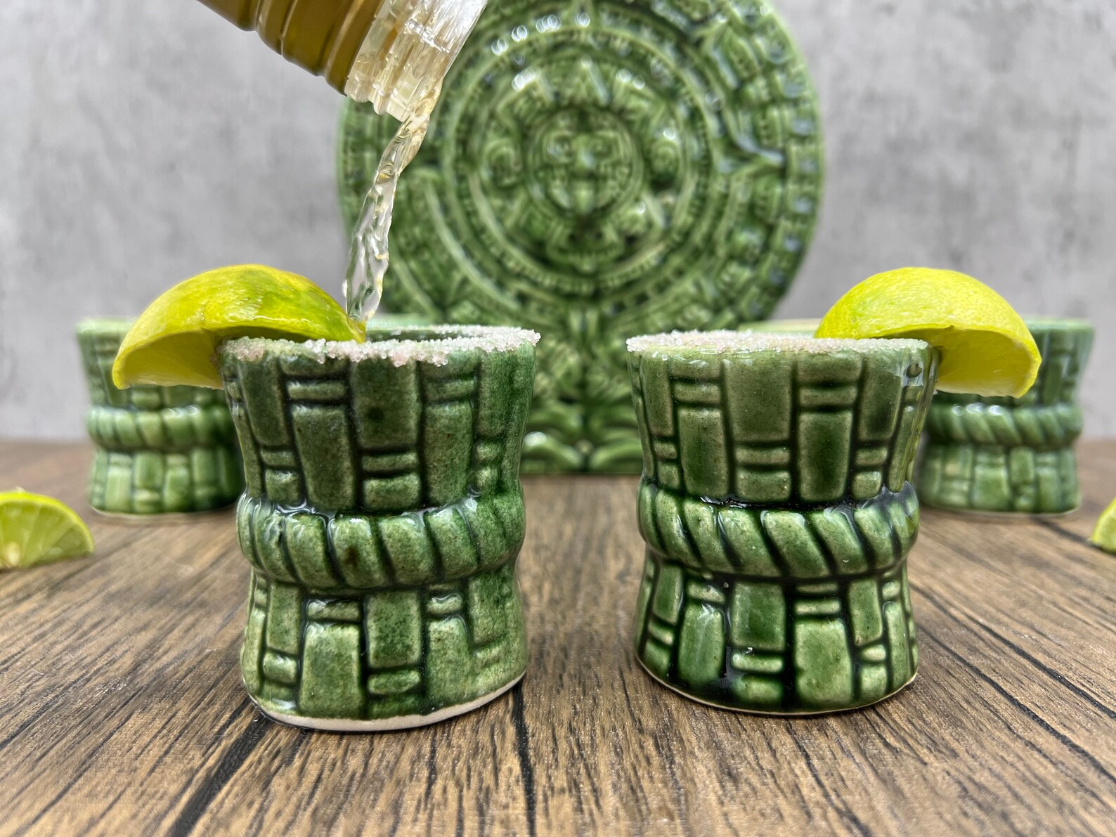 Green Ceramic Aztec Calendar Tequila Shot Glass Guadalajara - Etsy