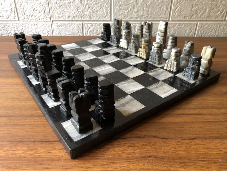 LARGE Chess Set 13.77 X 13.77 Marble Chess Set in Black and - Etsy