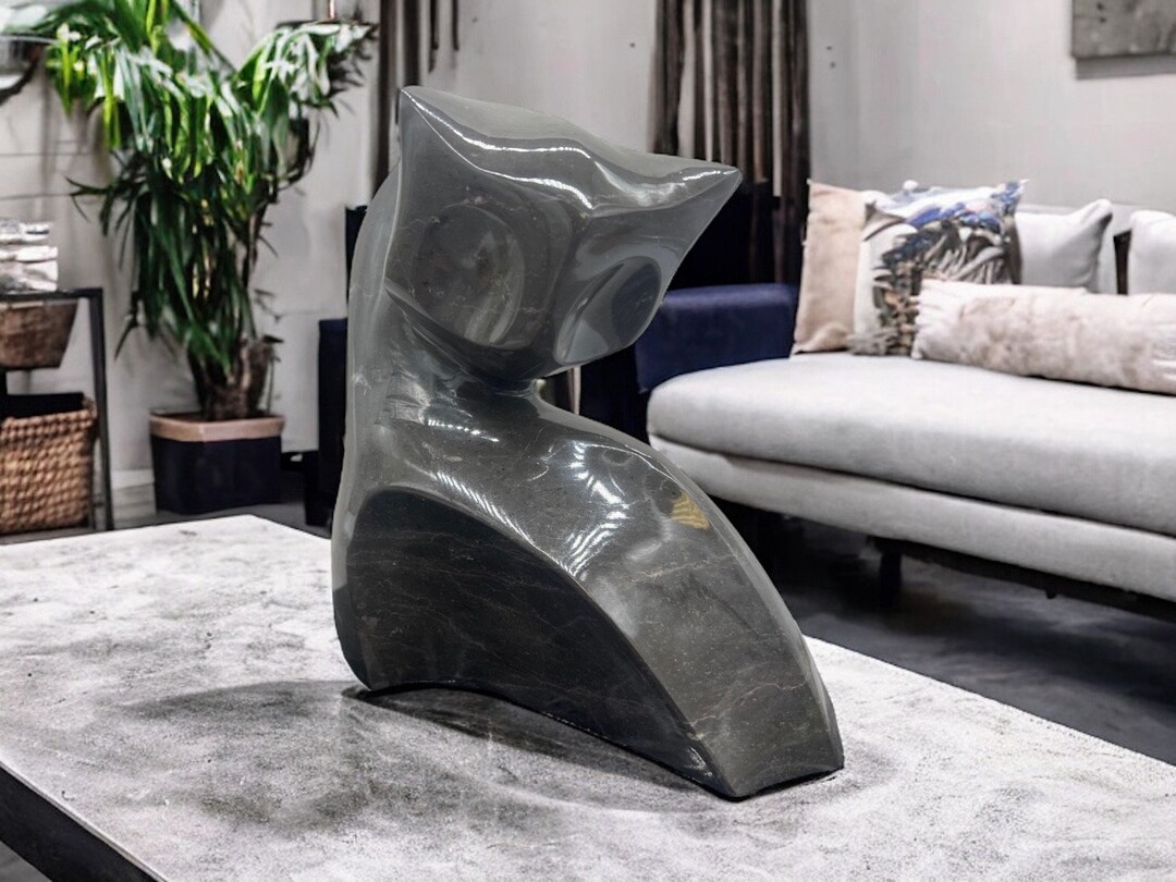 Extra Big Cat Statue Minimalist, Cat Figurine, Stone Cat Sculpture ...