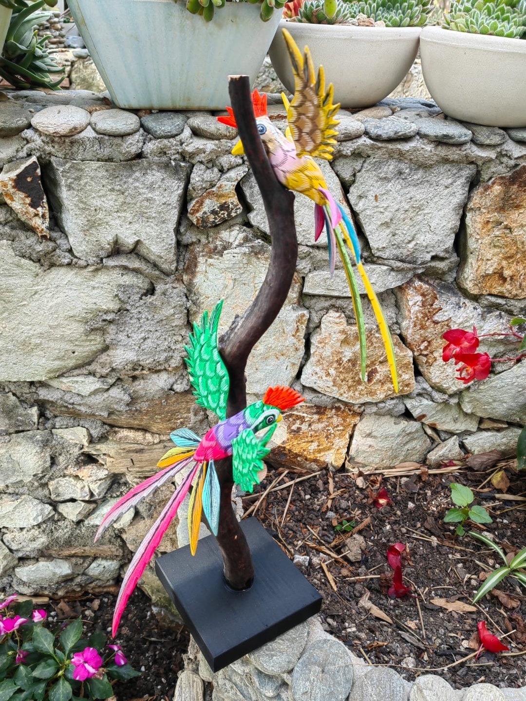 2 Quetzal Bird Authentic Oaxacan Wood Carving Statue Mexican Folk Art ...