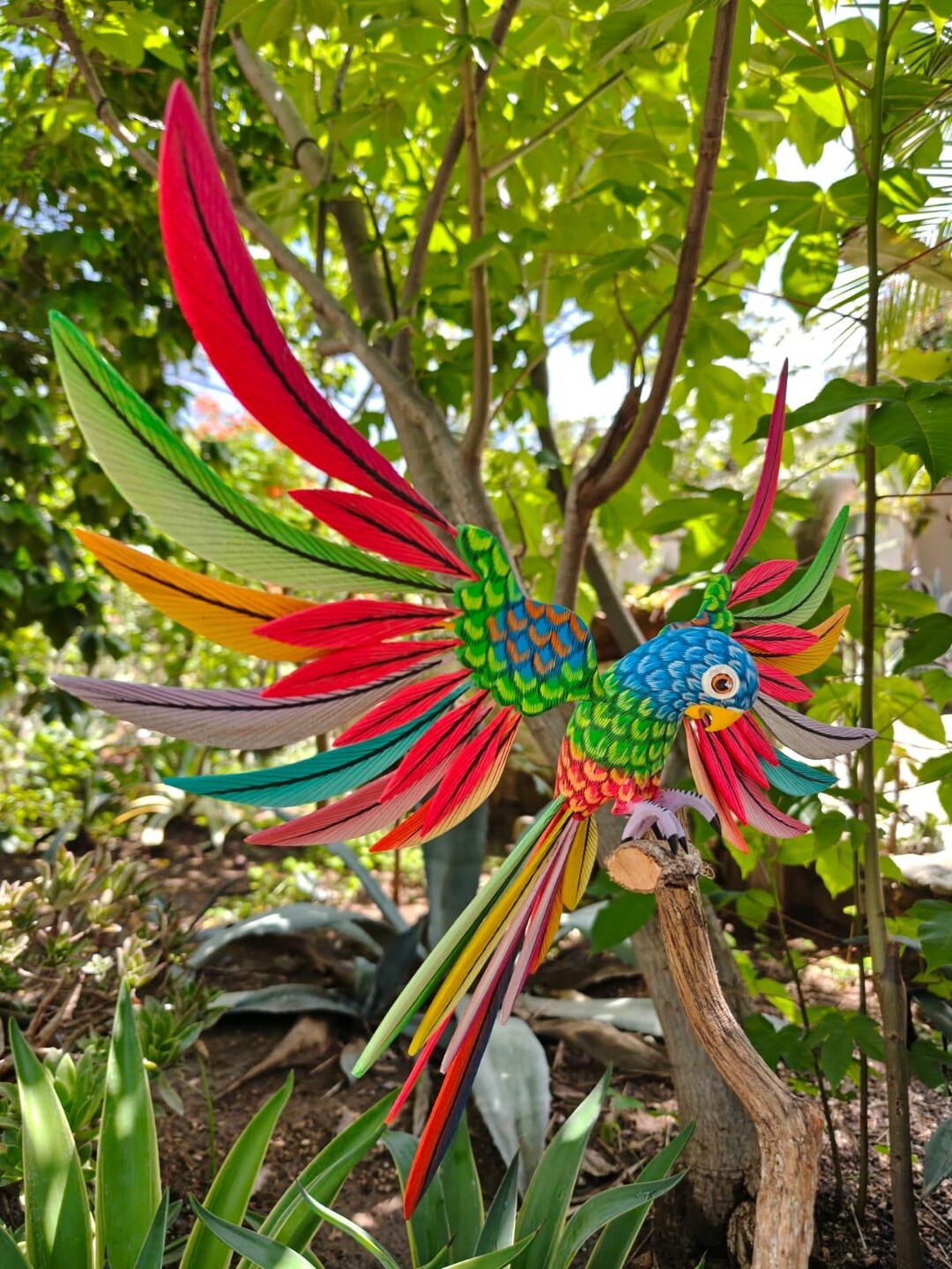 Parakeet Bird Statue Mexican Art Alebrije Sculpture, Wooden Parrot ...