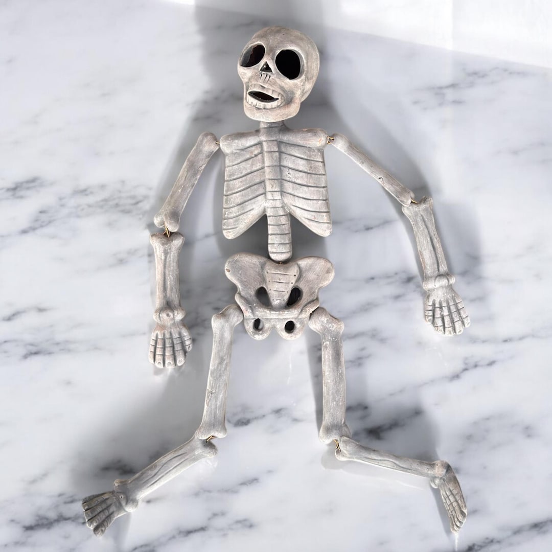 Artisan Mexican Skeleton Figurine - Handcrafted Clay Mesoamerican Decor ...