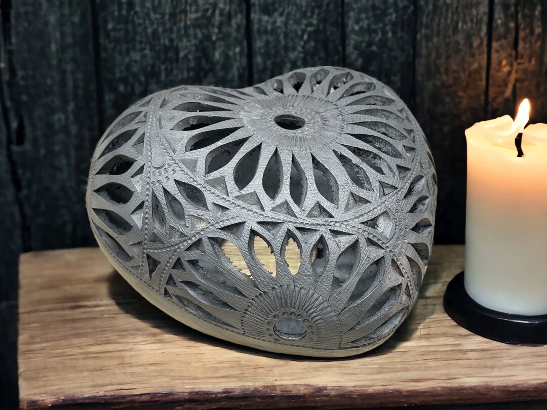 Heart Luminary of Black Clay From Oaxaca Mexico, Handmade and Elegant ...