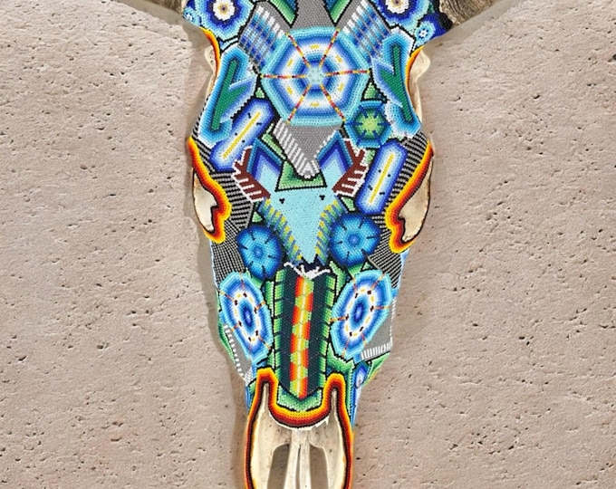 Bull Sculpture Huichol Statue of Mexican Folk Art, Cow Wixarika as A ...