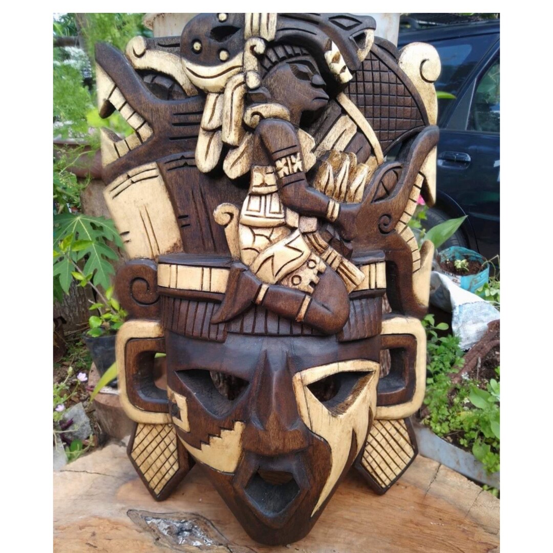 Prehispanic Wooden Mask, Mayan Culture, Mexican Wall Art, Hand Carved ...