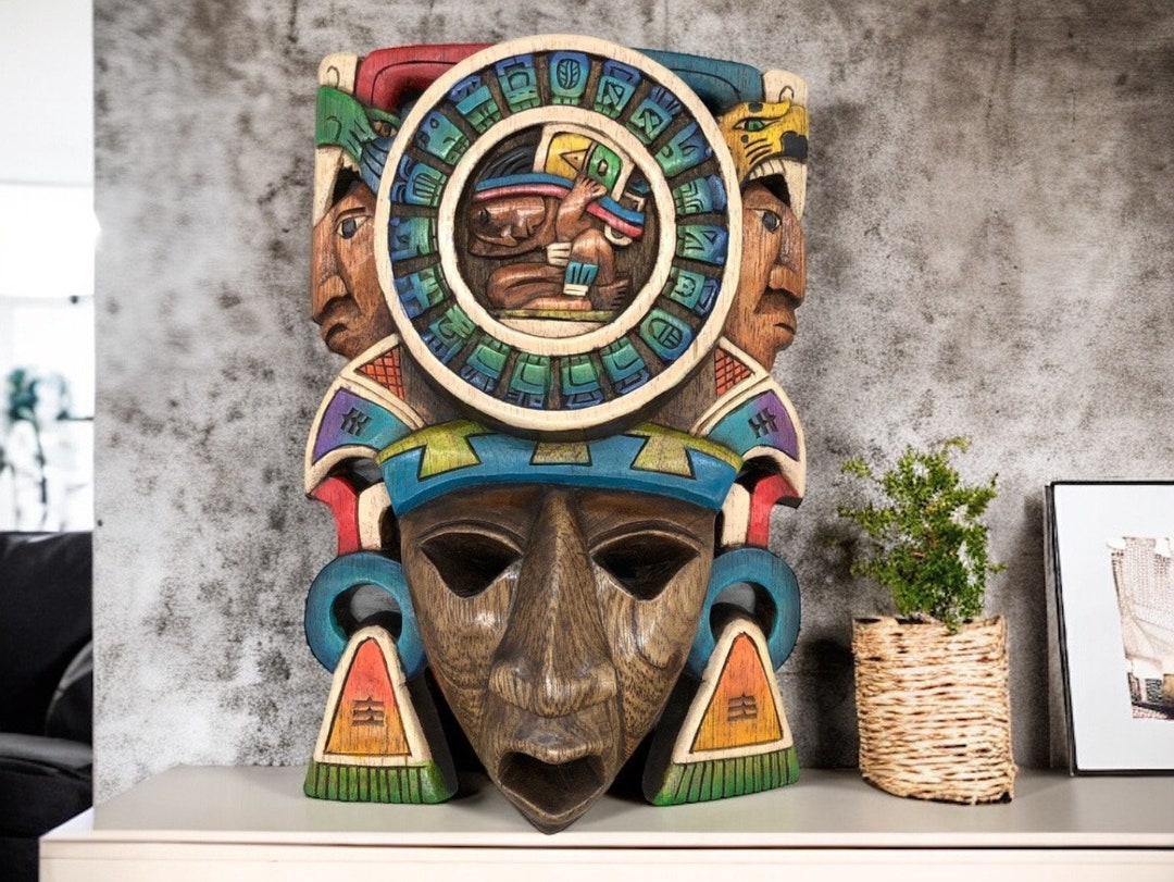 Prehispanic Wooden Mask, Mayan Culture, Mexican Wall Art, Hand Carved ...