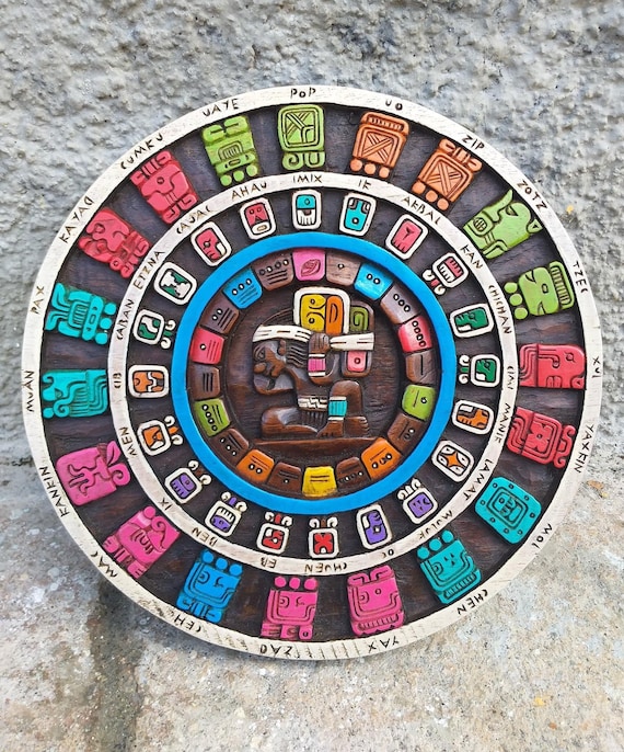 Prehispanic Mayan Art Mayan Calendar Mexican Painting Wood - Etsy