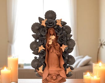 Virgin Mary Handmade Clay Piece, Virgen De Guadalupe Mexican Decoration ...
