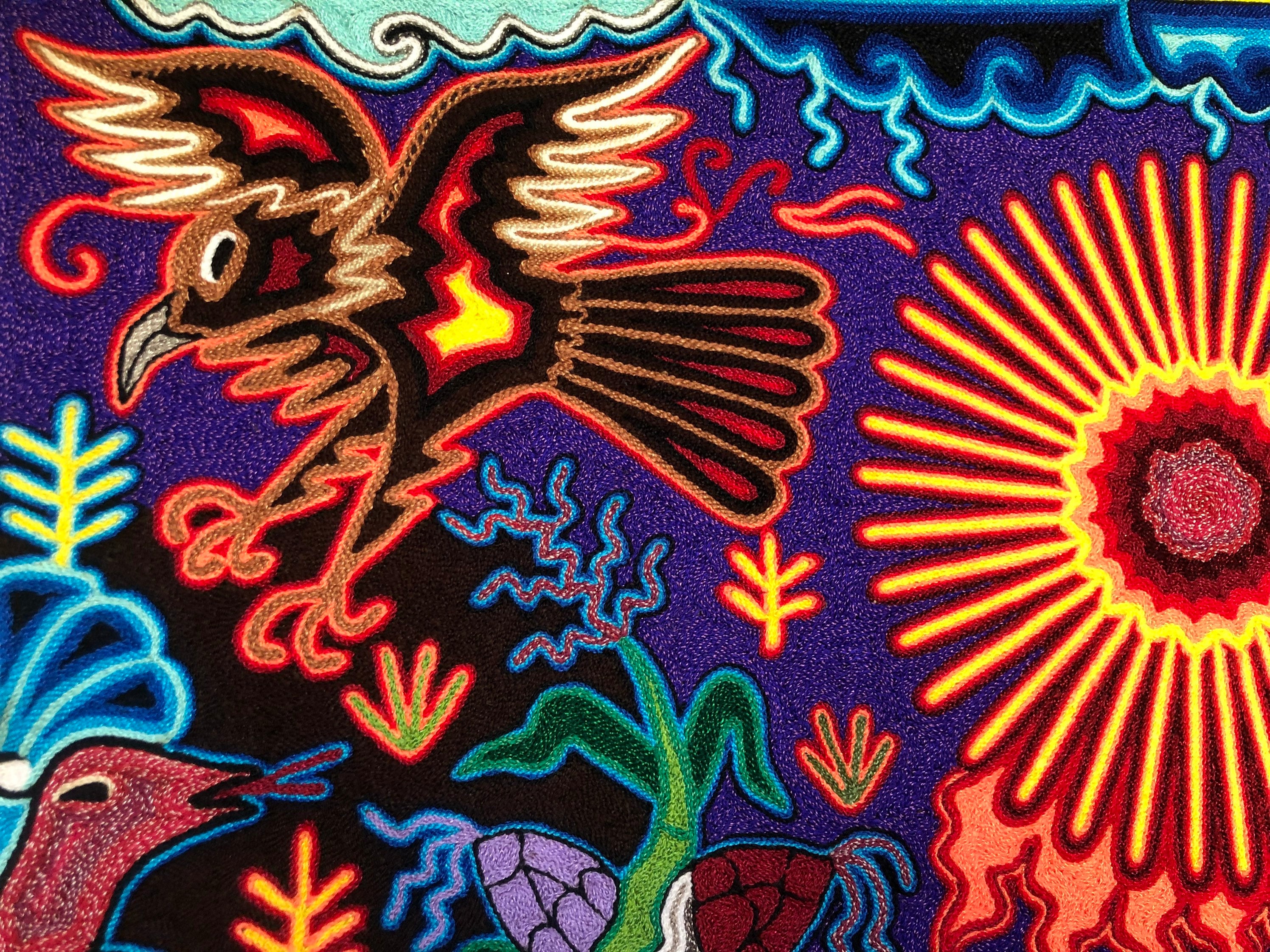 Huichol Yarn Painting Mexican Wall Art Wixarika Culture | Etsy