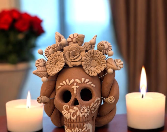 Filigrana Clay Skull Día De Los Muertos Artistic Oaxaca México by ...