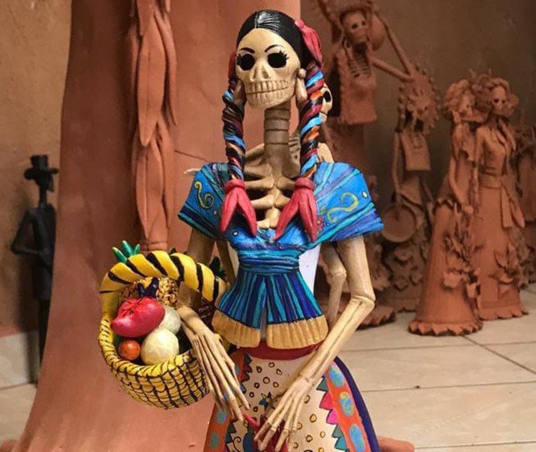 Catrina Skull Frida Kahlo Doll, Michoacan Mexico Made by Artisans Day ...