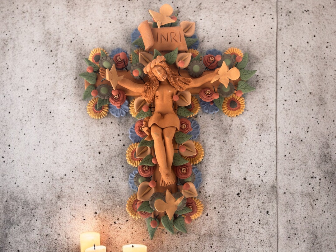 Jesús Cristo Crucificó Michoacán Clay Handcrafted Crucifix Artisan ...