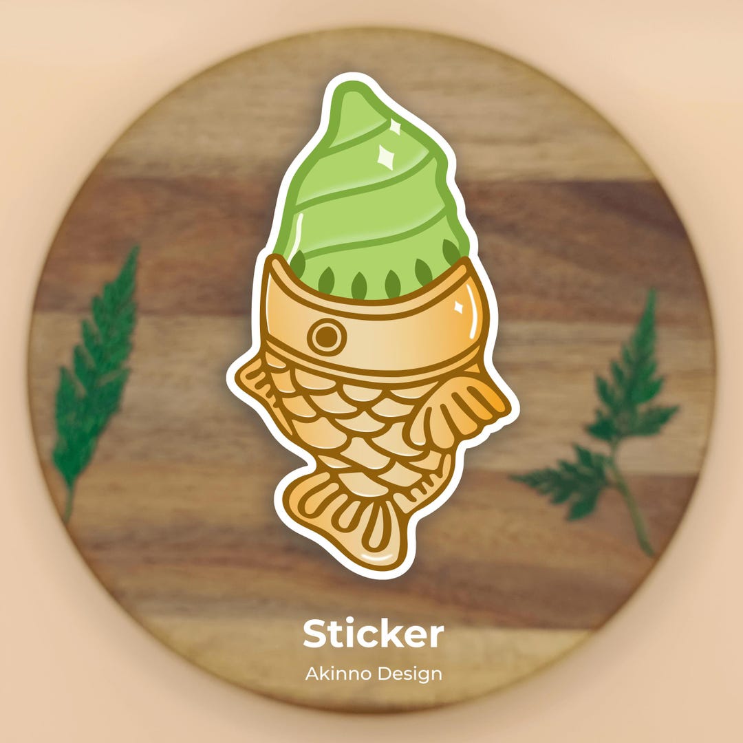 Korean Matcha Ice Cream Taiyaki Sticker - for Kdrama & Kpop Fans ...