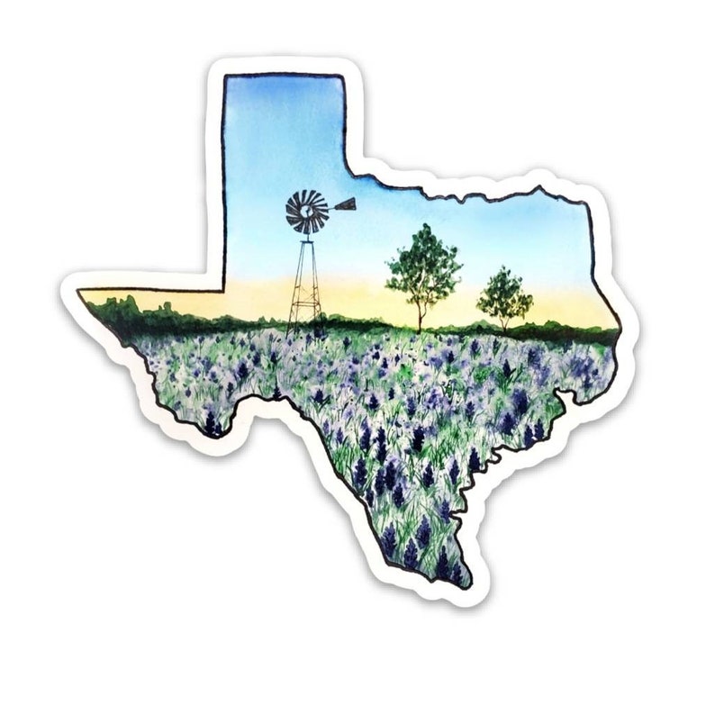 Texas Stickers Original Hand Painted Blue Bonnet Field - Etsy