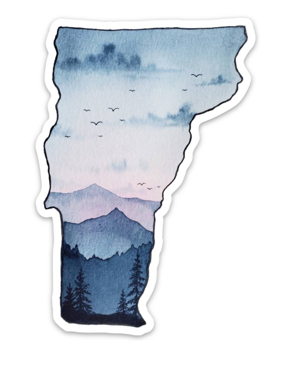 Vermont Sticker Vinyl Decal VT Bumper Sticker Blue Mountain Sunset ...