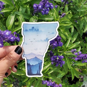 Vermont Sticker Vinyl Decal VT Bumper Sticker Blue Mountain Sunset ...