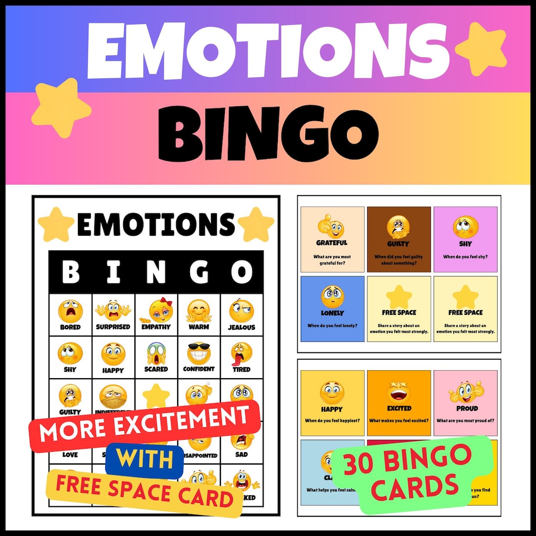 Emoji Feelings and Emotions Bingo, Social Emotional Bingo, Emotions ...