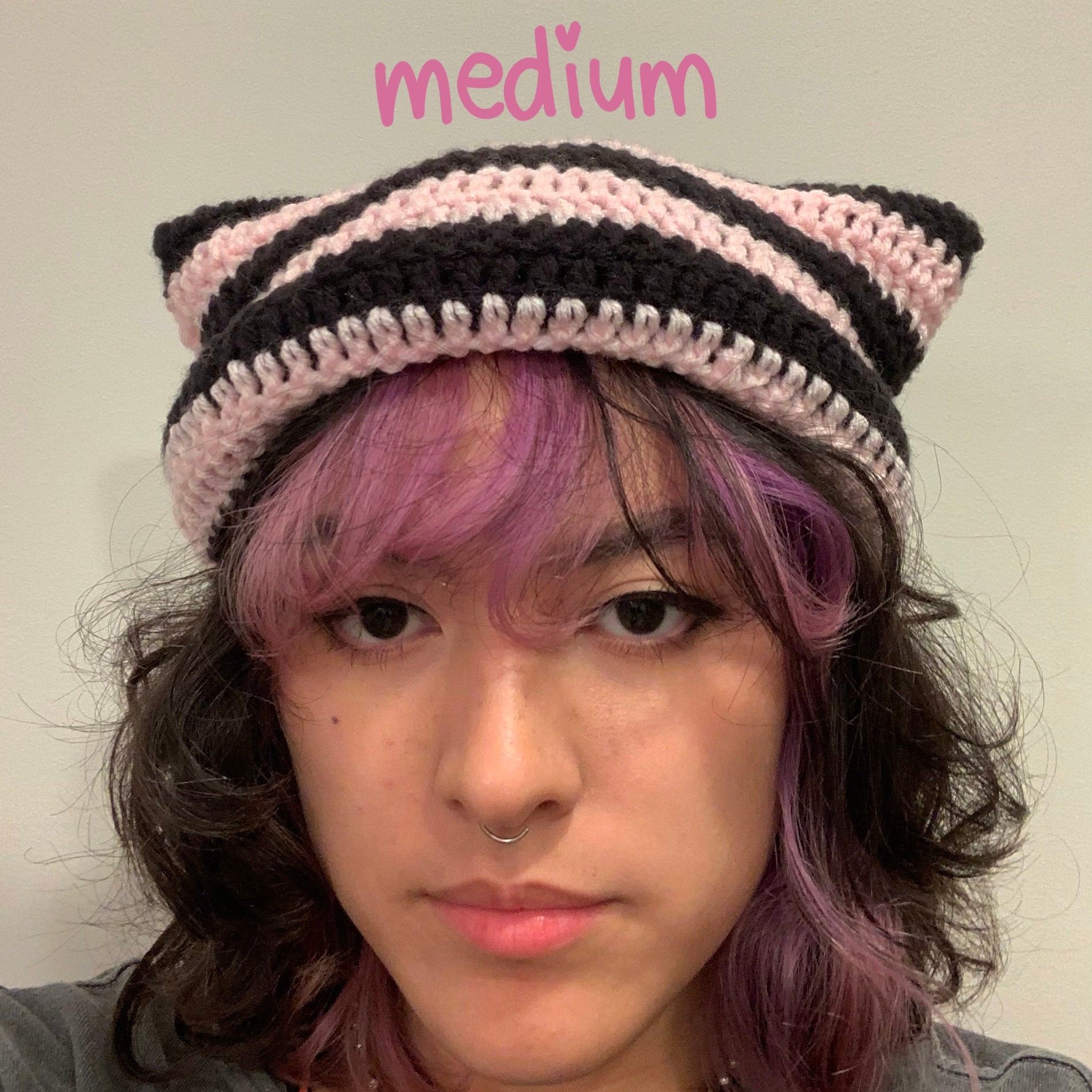PATTERN Cat Ear Striped Beanie Crochet Pattern - Etsy