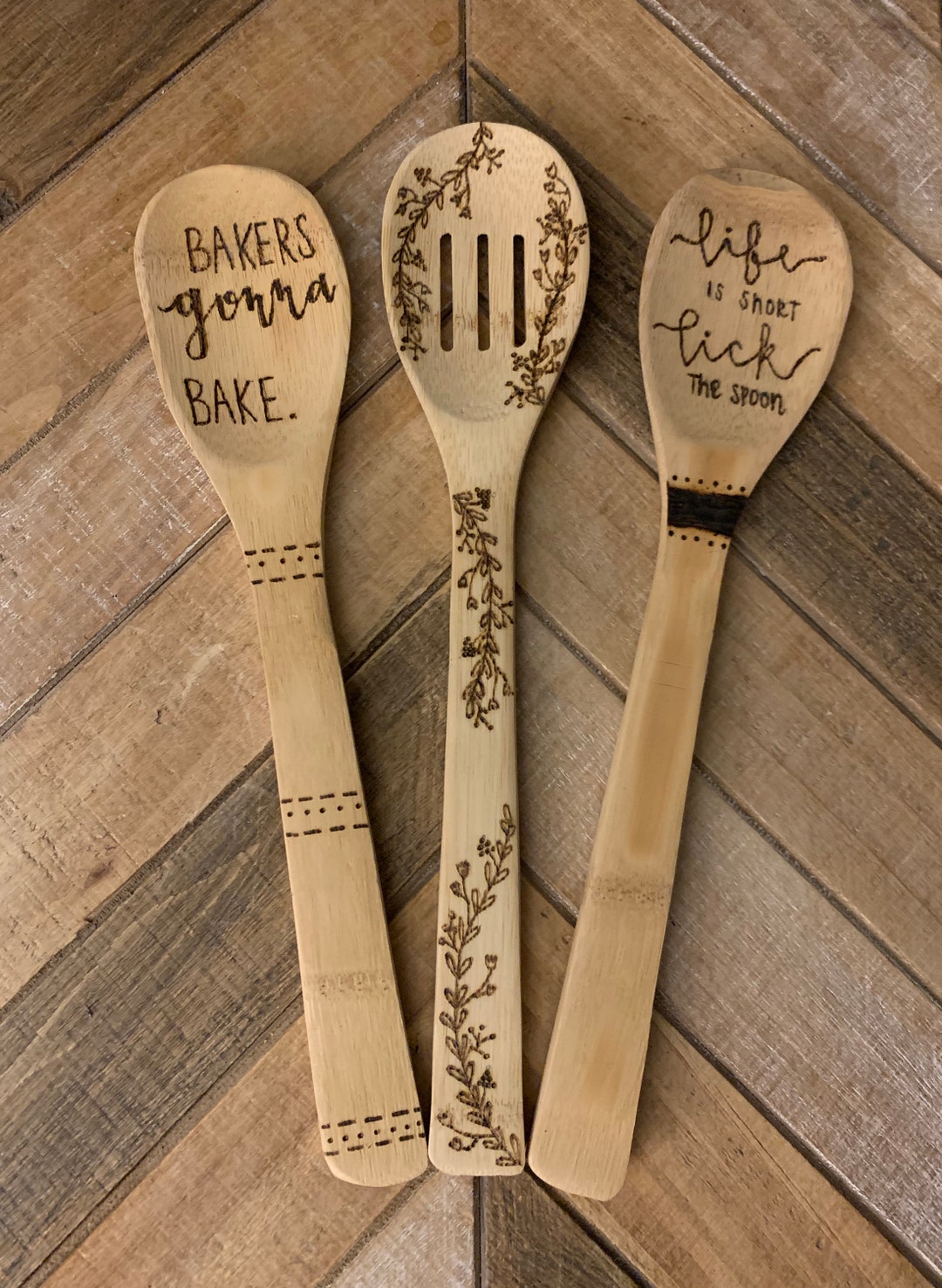 Wood Burnt Spoons Decorative - Etsy