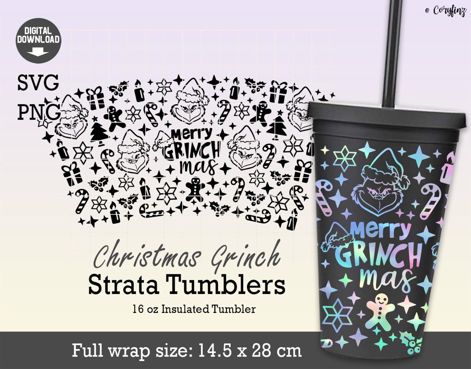 Christmas Grinch Svg Full Wrap for Strata Tumblers 16oz - Etsy