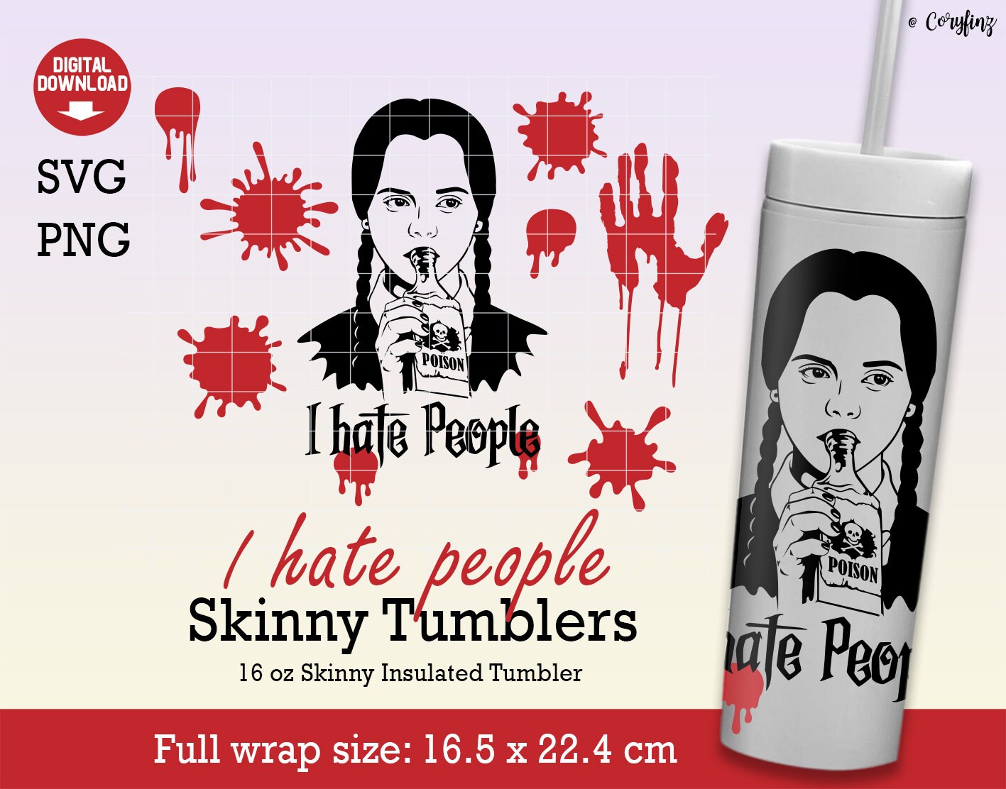 I Hate People Svg Full Wrap for Strata Skinny Tumblers 16oz, I Hate ...