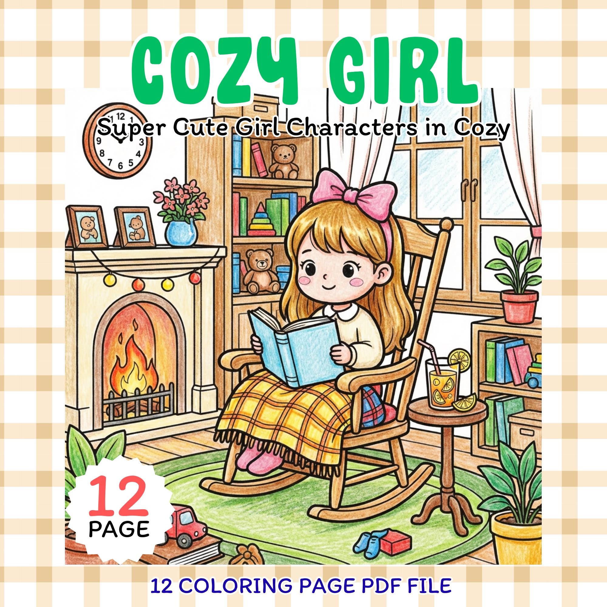 Cute Cozy Girl Coloring Book | Printable PDF for Kids, Teens & Adults ...
