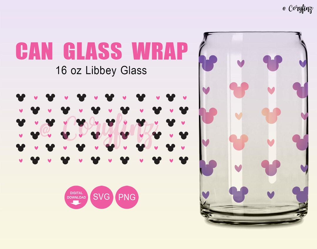 Mouse Glass Wrap Svg, 16oz Libbey Full Wrap Svg, Mickey Mouse Wrap Svg ...
