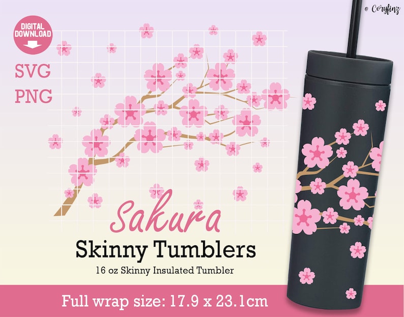 Sakura Strata Svg Full Wrap for Skinny Tumblers 16oz Sakura - Etsy